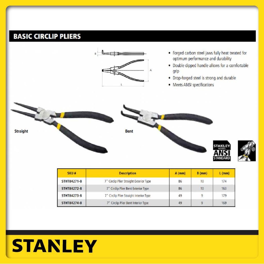Stanley 84-274-S (84-274) Circlip Pliers 7in Bent Internal | Shopee Malaysia