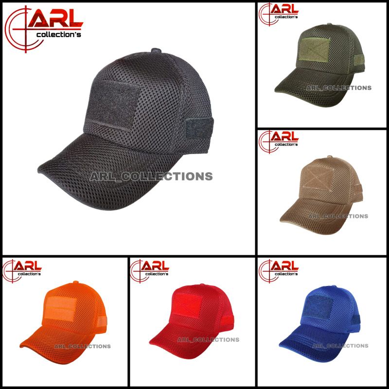 HIJAU MERAH Plain double mess hat black - army green - cream - orange ...