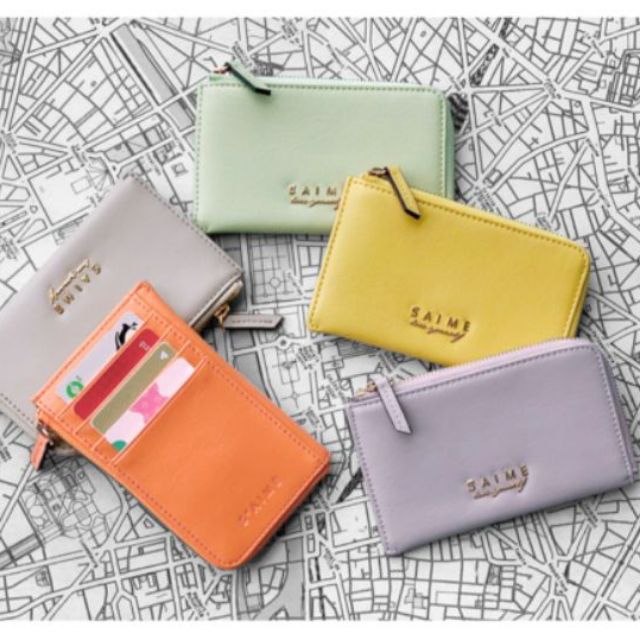 S’AIME Small Wallet Leather 零錢夾-真皮三層長形卡片零錢夾SAIME Wallet /15色 | Shopee ...