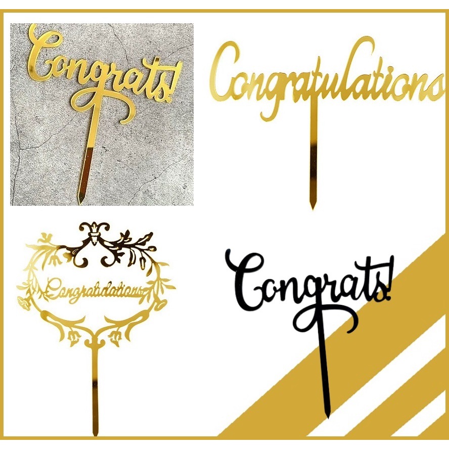 "CONGRATS!" Ucapan Tahniah Kek Topper Akrilik "Congratulations" Acrylic ...