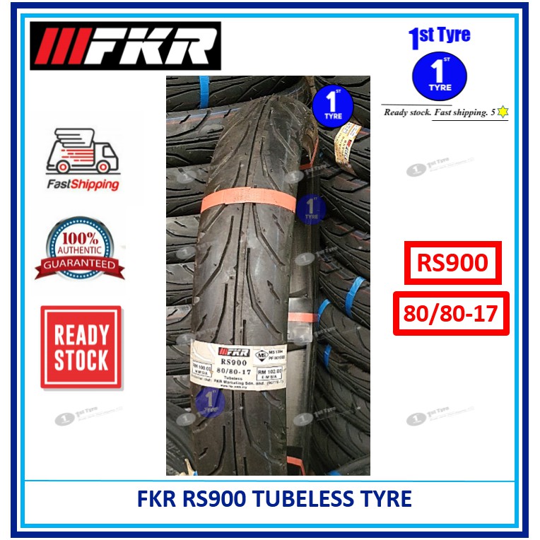 FKR MOTORCYCLE TYRE RS900 (BUNGA TAJAM) 80/80-17 TUBELESS (YEAR 2024 ...