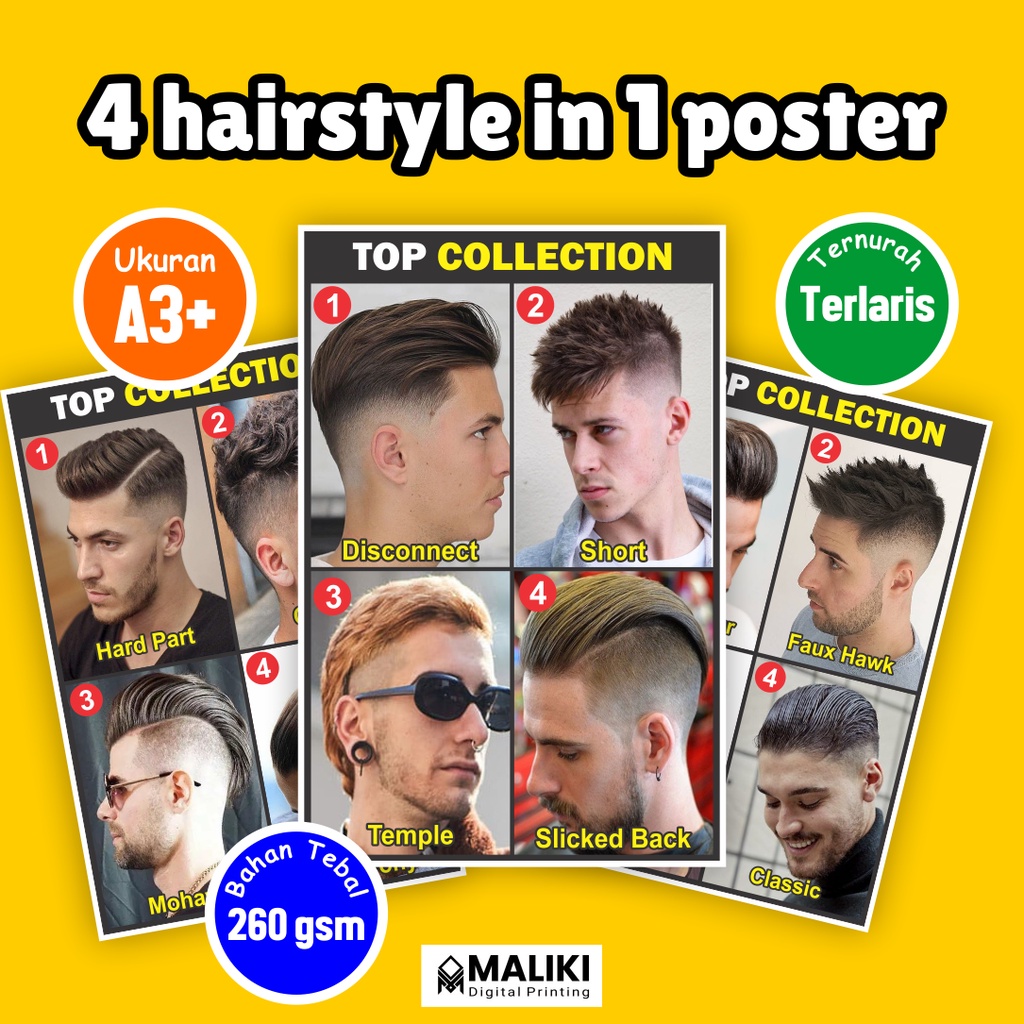 Modern men's haircut Poster contains 4 pictures | Shopee Malaysia