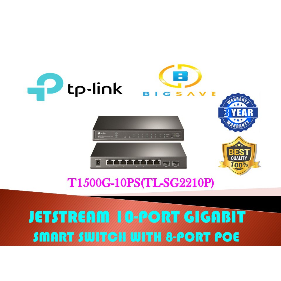 TP-LINK TL-SG2210P JETSTREAM™ 10-PORT GIGABIT SMART SWITCH WITH 8-PORT POE+ | Shopee Malaysia