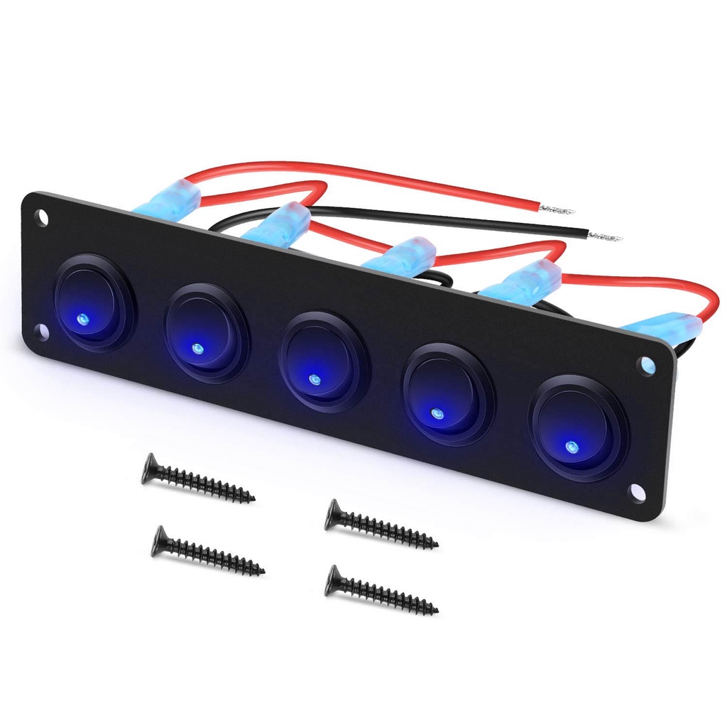 5 Gang 3 Pin Rocker Switch Panel Waterproof On-Off Toggle Switches for ...