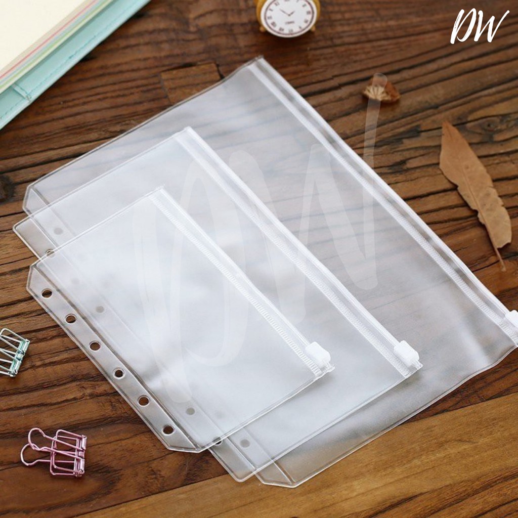 [DW] A5/A6 Clear PVC Waterproof Bag 6 Hole Notebook Planner Accessories ...