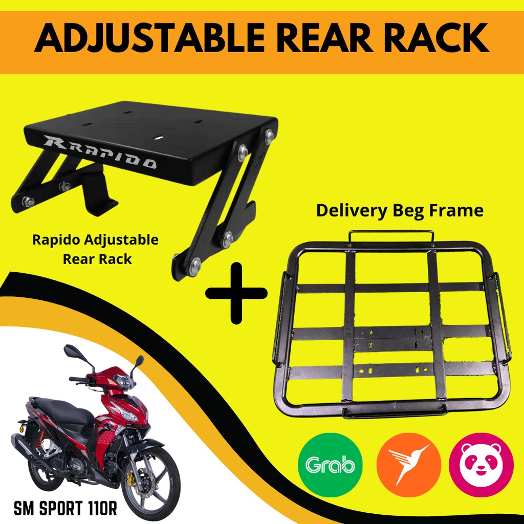 [READY STOCK] SYM SM SPORT 110R RAPIDO ADJUSTABLE REAR RACK WITH ...