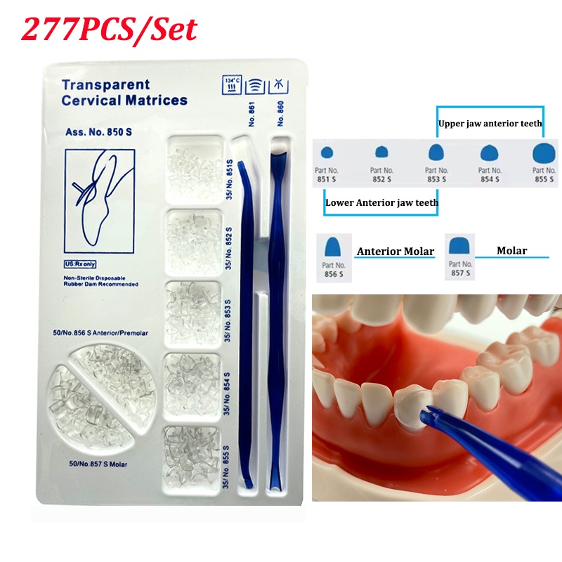 277PCS/Set Dental Transparent Matrix Cervical Matrices Composite Gingival For Kerr Style ...