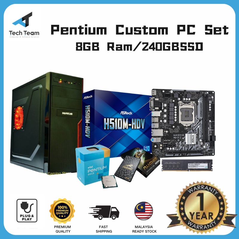 Pentium G6400 4Ghz/8GB Ram/240gb SSD Office Normal Use PC Set | Shopee ...