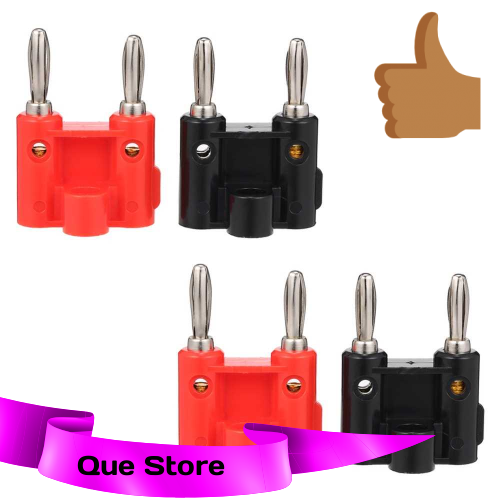 Double Row Banana 4mm Plug Black + Red 4mm Speaker Plug Adapter Audio ...