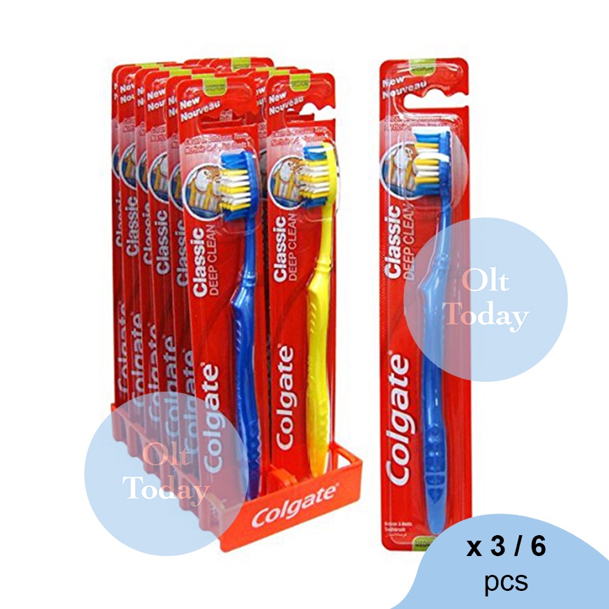 COLGATE Toothbrush Classic Deep Clean Medium x 3 / 6 pcs [Berus Gigi ...