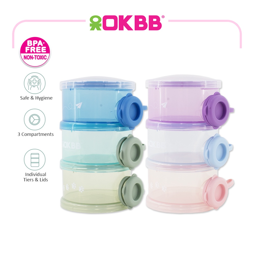 OKBB Utensils 3 Compartments Layers Baby Milk Powder Dispenser Food ...