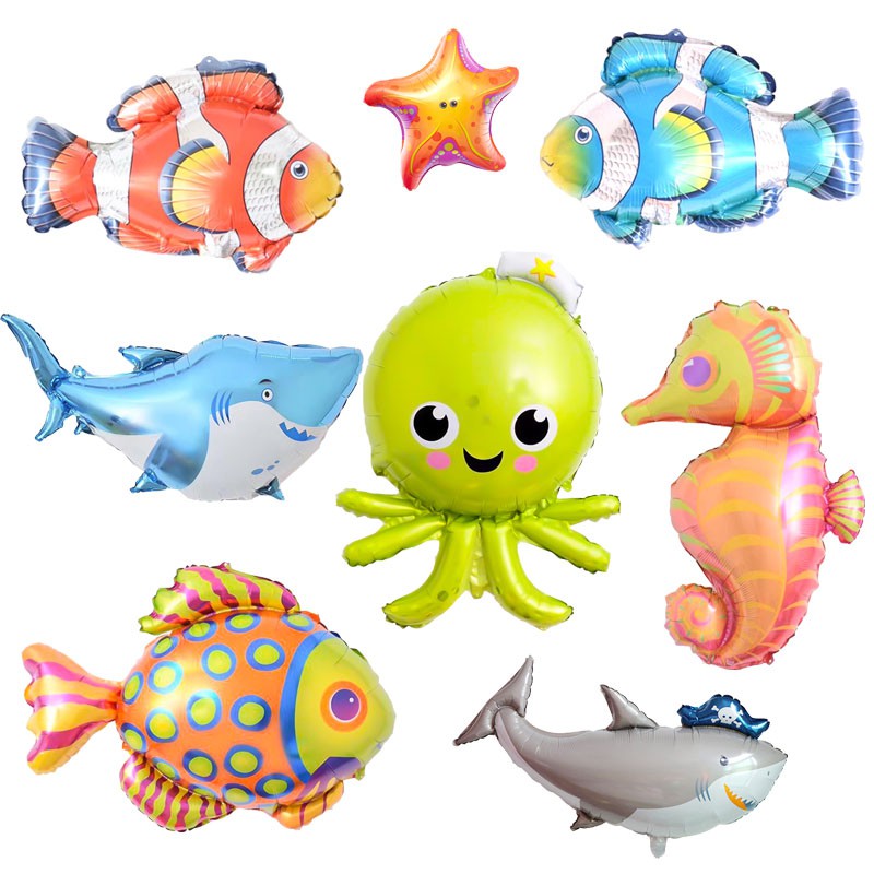 Large Fish Foil Balloons Octopus Balon Shark ballon Sea horse Baloon ...