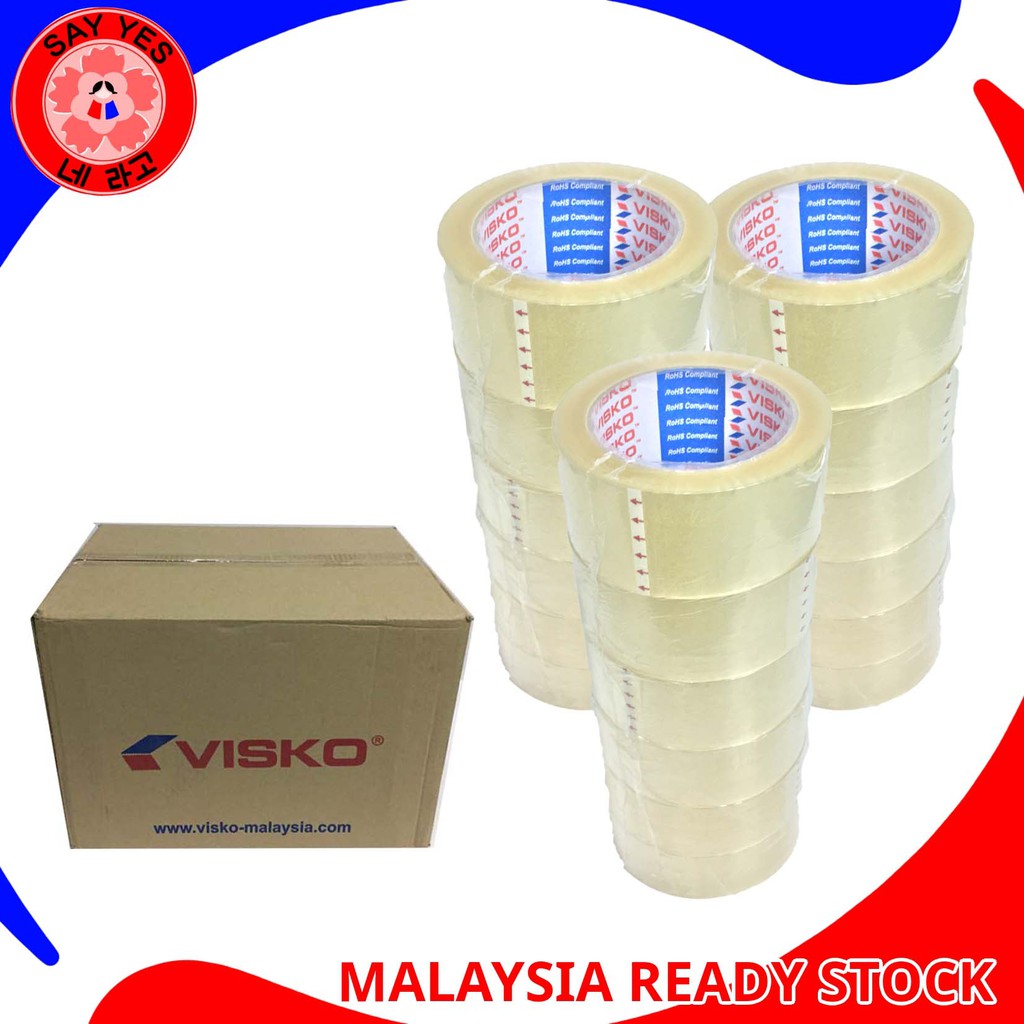 SayYes [1 Carton] Visko OPP Adhesive Transparent Packaging Tape Pita ...