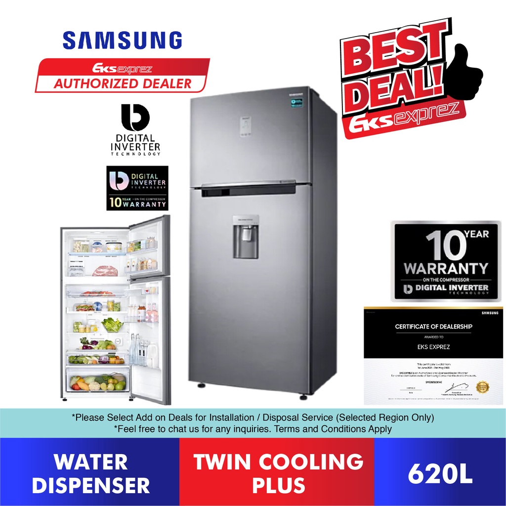 Samsung Inverter Fridge (620L) RT53K6651SL/ME 2 Doors Top Mount Freezer ...