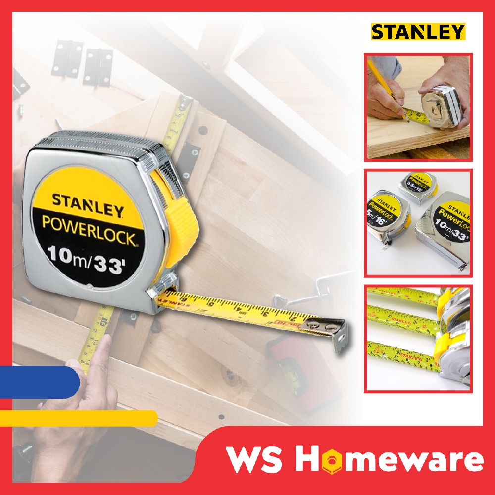 WS Stanley Measuring Tape Power Lock 8M Measurement Tape Measure Tali ...