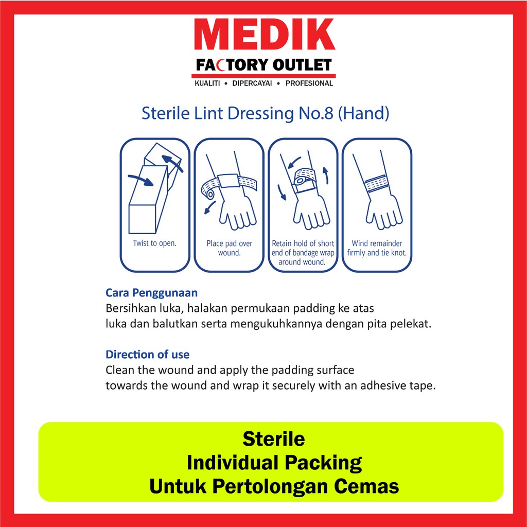 Sterile Lint Dressing No 7/8/9/13/14/15/16 | Shopee Malaysia