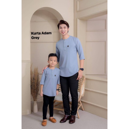 KURTA ADAM GREY SET BAPA & ANAK SLIM FIT 2022 / KURTA TELUK BELANGA KELABU | Shopee Malaysia