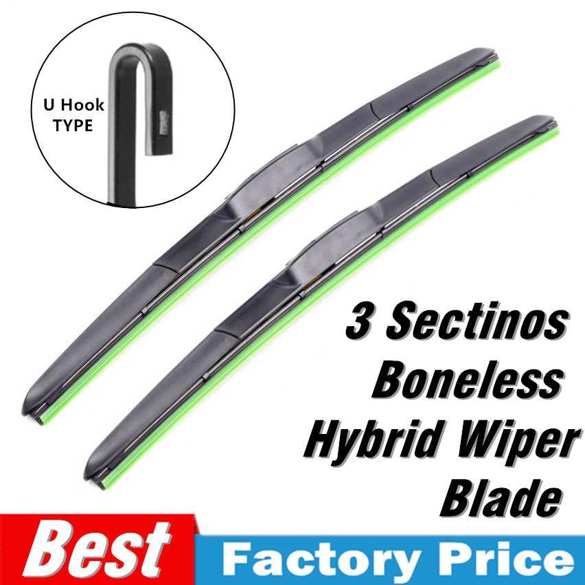 【1pcs】Car Wiper 3 Sections Boneless Hybrid Soft Silicone Wipers (Buy 2 ...