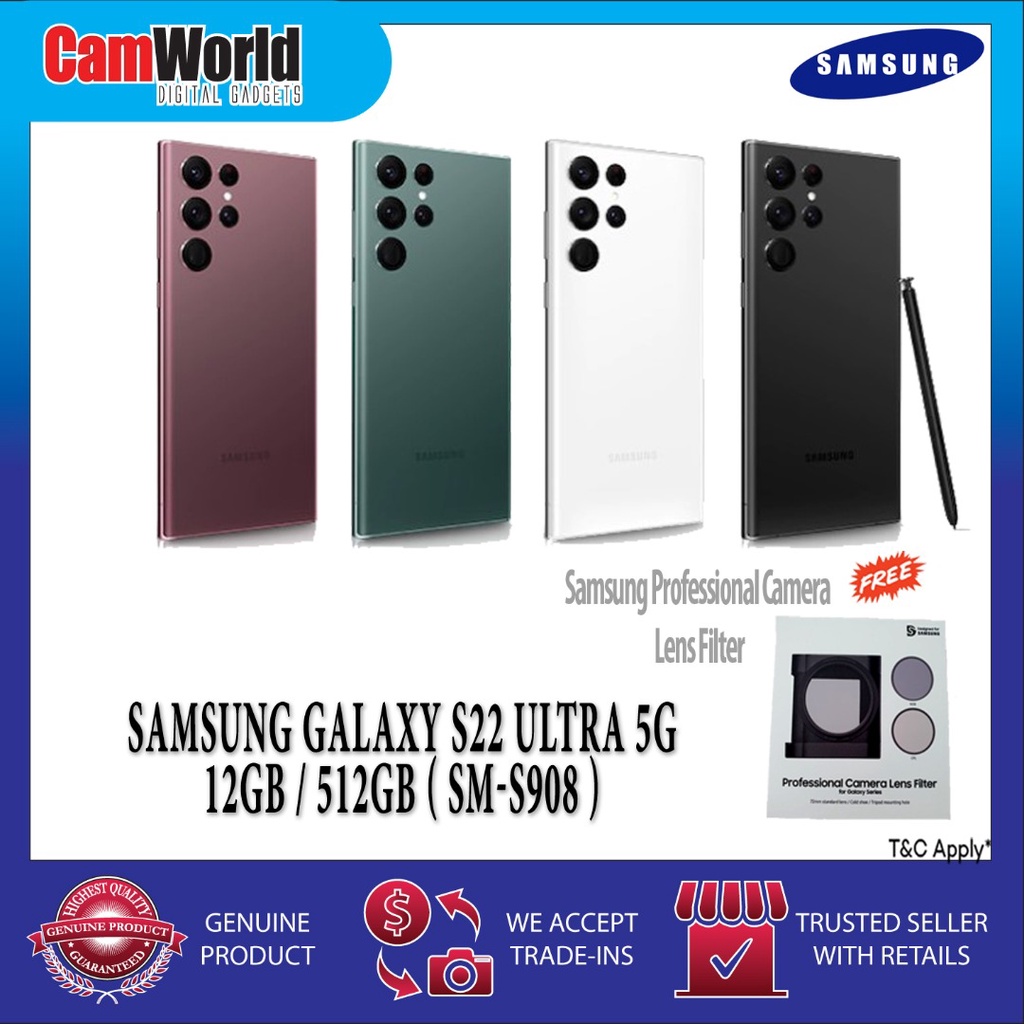 Samsung Galaxy S22 Ultra 5G Single ( SM-S908 ) ( 12GB + 512GB ...