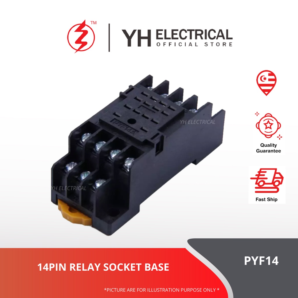 PYF14A DIN Rail Power Relay Socket Base 14 Pin for MY4NJ HH54P MY4 ... PYF14A DIN Rail Power Relay Socket Base 14 Pin for MY4NJ HH54P MY4 ...