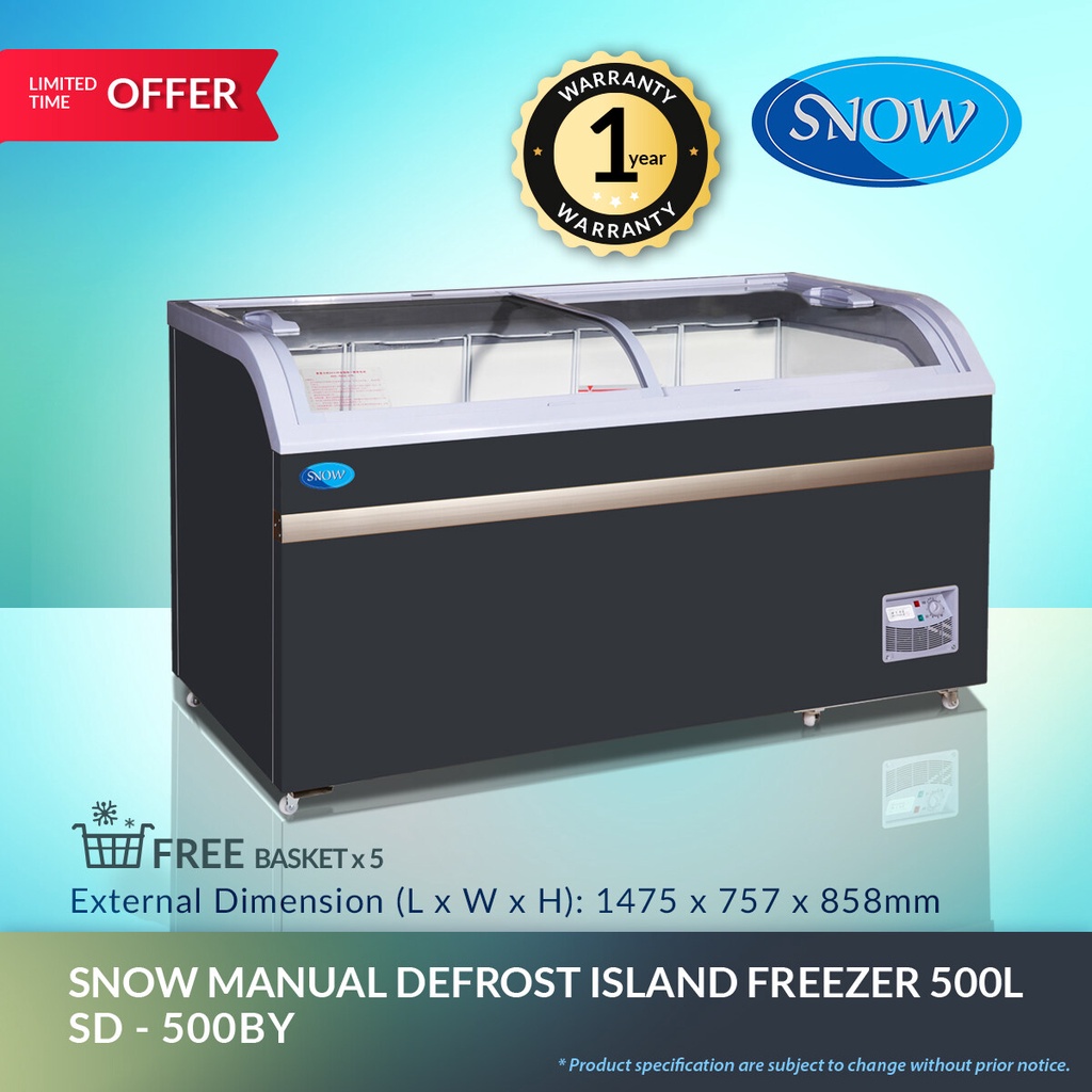 SNOW Manual Defrost Island Freezer (Curve Sliding Glass Freezer ) SD ...