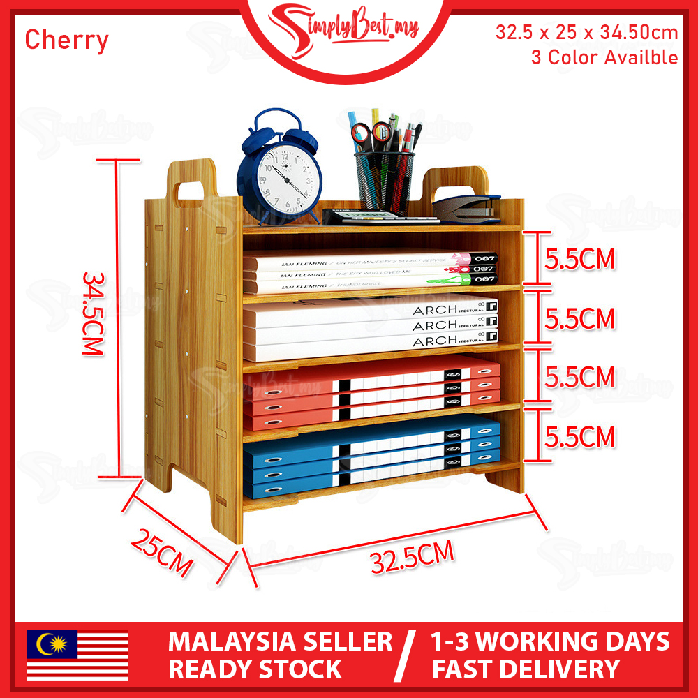 SIMPLYBEST Wooden Desk File Organizer Stackable Paper Multi Layer File ...