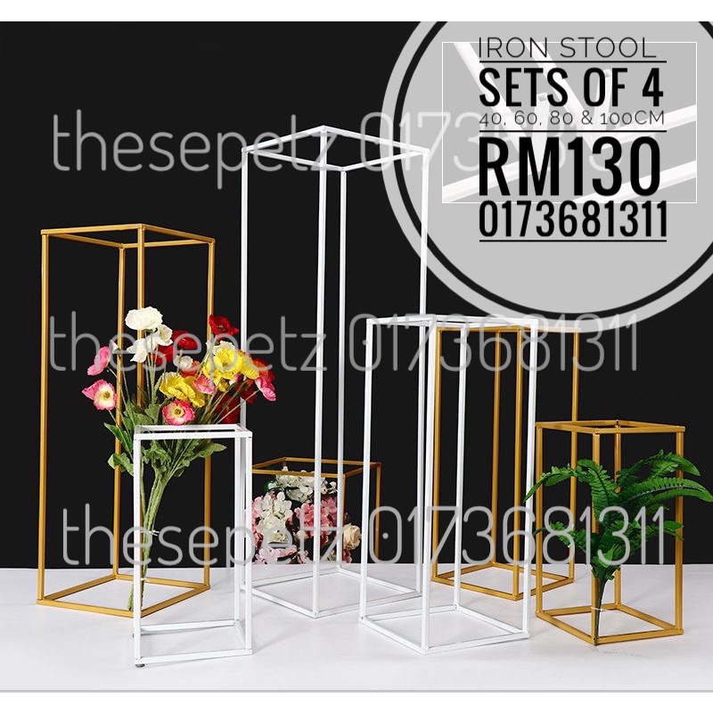 Iron Stool Set Besi Flower Stand Wedding Vase Iron Stool Bunga Wrought ...
