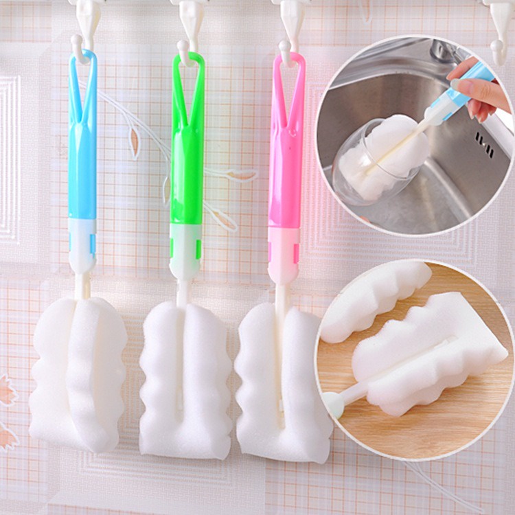 1pc Bottle Cup Sponge Brush Wash Cleaning Tools Water Cawan Botol Long ...