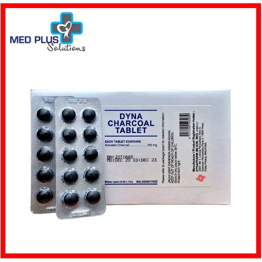 Dyna Activated Charcoal 250mg 20 Tablets (2 Strip) (EXP: 6/2028 ...