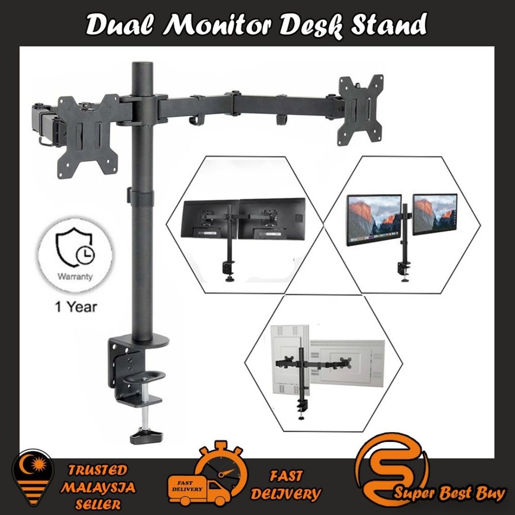 Dual Led Lcd Monitor Tilt & Table Mount Clamp Base Fitting Bracket ...