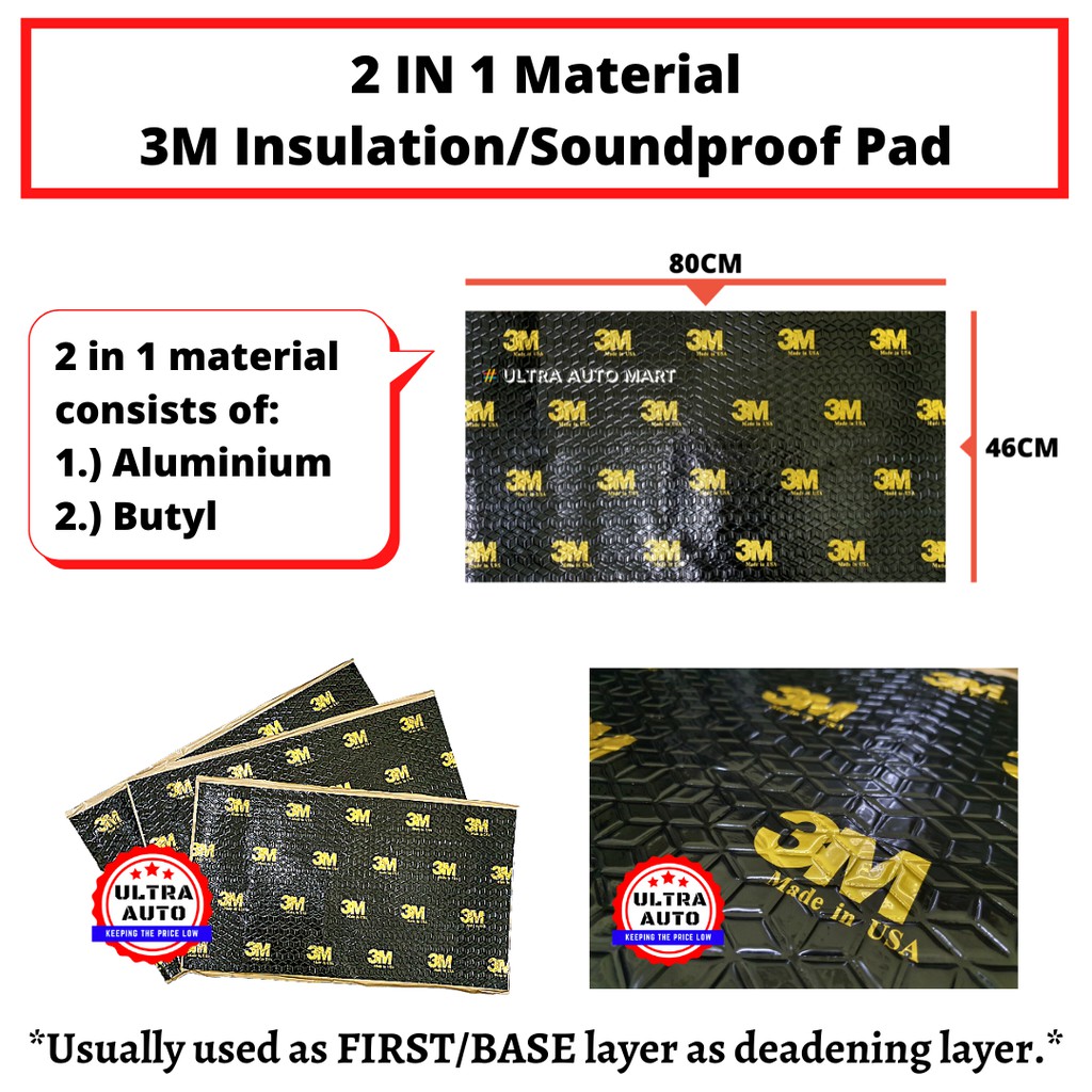 2 in 1 Material 3M SOUND PROOF PAD (80CMx50CM) SOUND DEADENING/DAMPER ...
