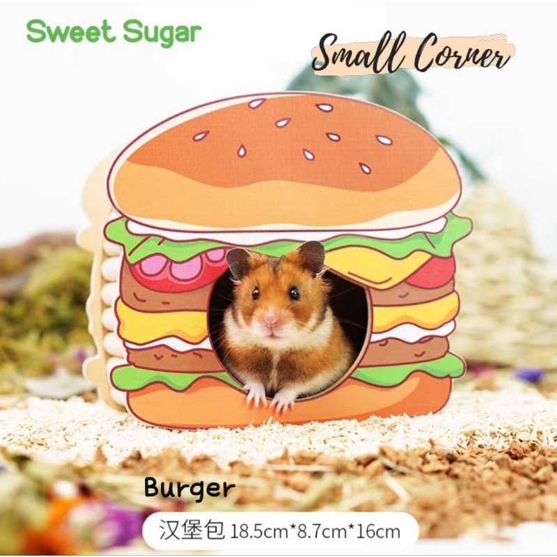 hamster cute house burger fries cheese drumsticks wooden苏维苏格美食美味系列木质窝房子 ...