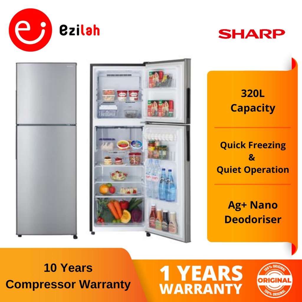 Sharp 2 Door Fridge/Peti Sejuk (320L) SJ325MSS | Shopee Malaysia