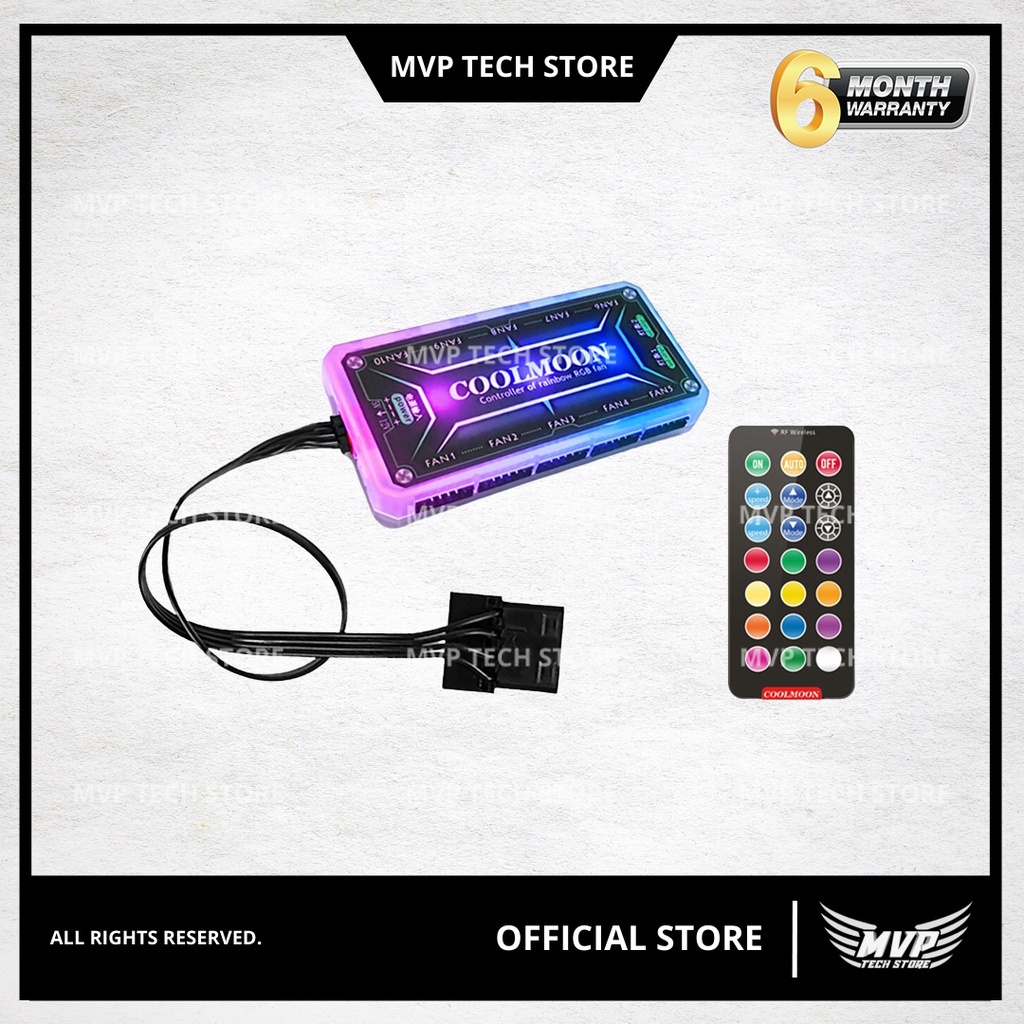 COOLMOON STANDARD CONTROLLER 6PIN RGB FAN HUB WITH WIRELESS REMOTE ...