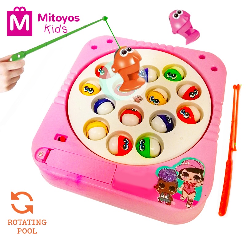 Mitoyos Kids Fishing Toy Game Rotating Fish Pool Fun Mainan Pancing ...