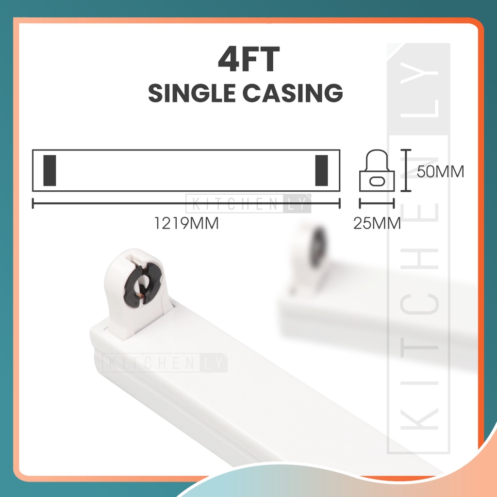 KLY_ LED Fluorescent T8 4Ft Set Light Lampu Kalimantang Panjang Casing ...