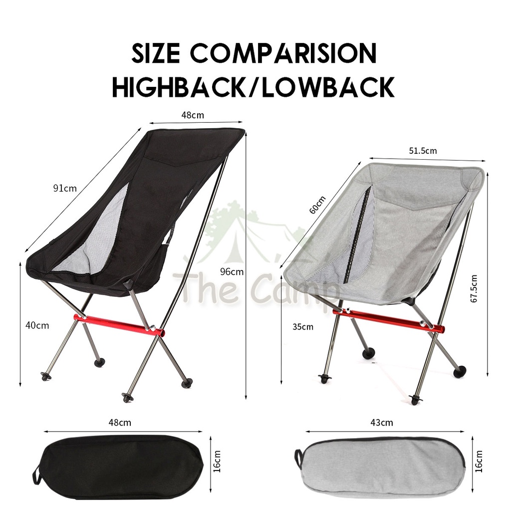 Camping Foldable Moon Chair High & Low Back Outdoor Folding Portable ...