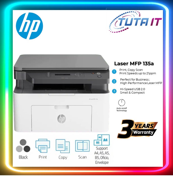 Ready stock}HP MFP 135A Mono Multifunction Laser Printer(4ZB82A)/HP MFP 135W Wireless All-in-One ...