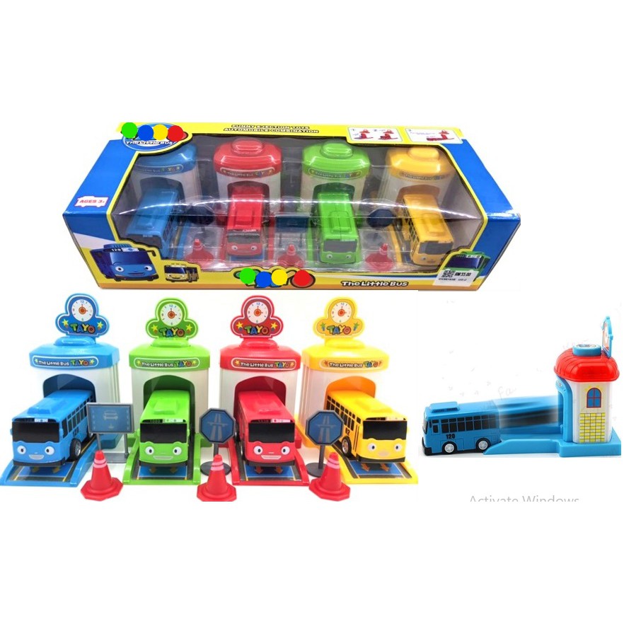 4pcs The Little Bus Toy Set Kids Pull Back Cars Vehicle Model Ejection ...
