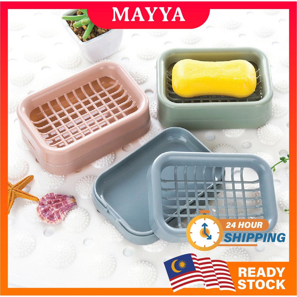 Double Layer Nordic Soap Box Soap Case With Lid Toilet Drain Kitchen ...