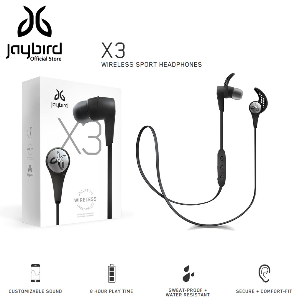 JayBird X3 Wireless Bluetooth In-Ear Sport Earphone Sweat Proof - Black | Shopee Malaysia