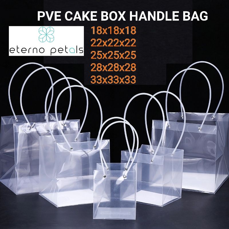 Transparent PP Handle Gift Bag/ Cake Box Plastic Carrier | Shopee Malaysia