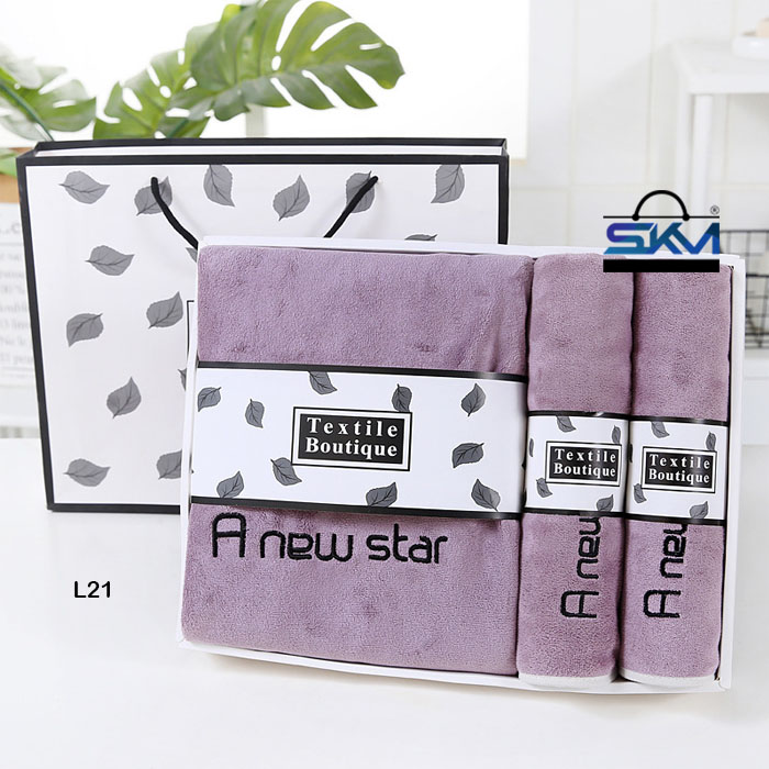 SKM Wording Soft & Comfortable Thickened Absorbent Gift Bath Towel ...