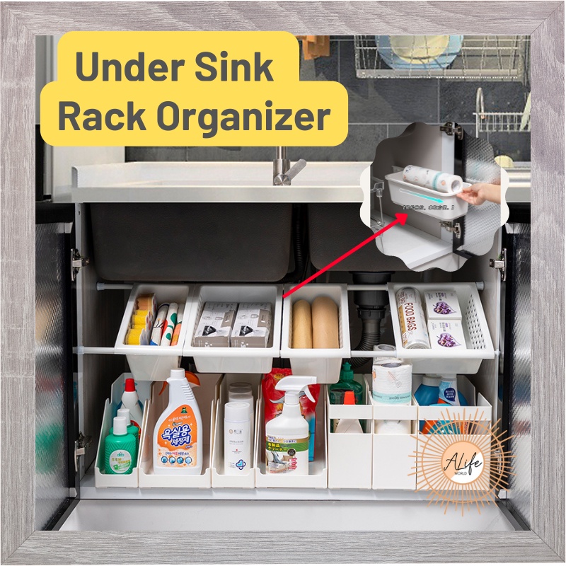 ALife Under Sink Rack Organizer Sliding Kitchen Storage Rack Bakul Baju ...