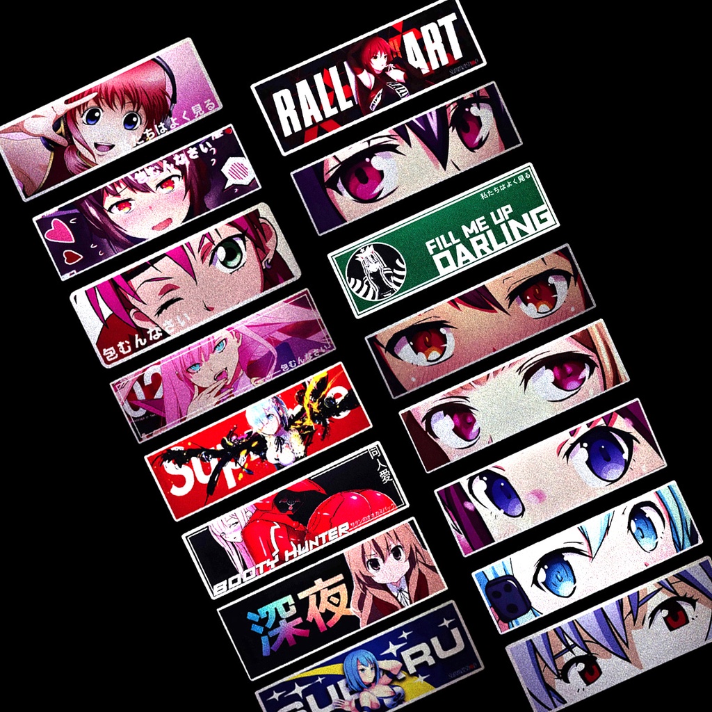 JDM Reflective Sticker Japanese Cartoon Motorcycle Decoration Anime ...