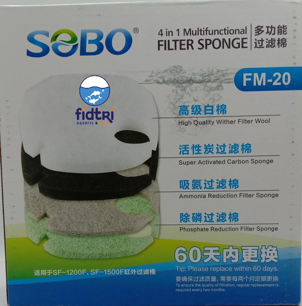 Sobo Canister Filter Sponge FM-10 & FM-20 4in1 Multifunctional Filter ...