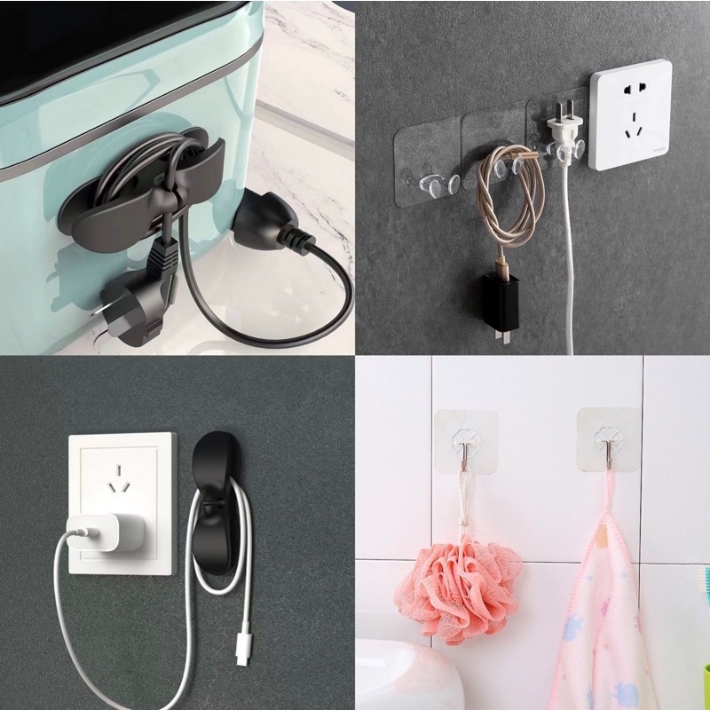 4pieces Magic Hook plug hook Transparent Wall Kitchen Without Nails ...