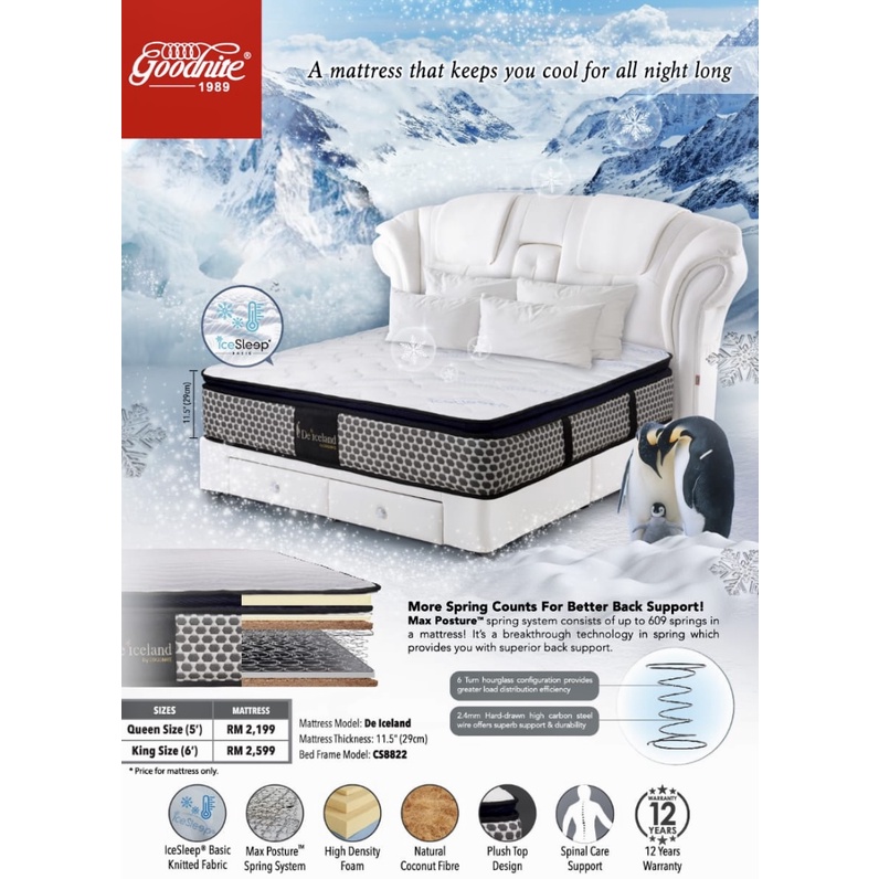 [ FREE DELIVERY ] Goodnite DE ICELAND Ice Sleep 12 inch Max Posture ...