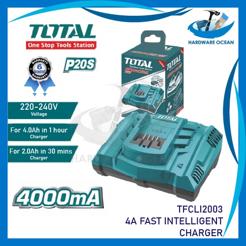 Total TFCLI2003 Lithium Battery Charger 4A Cordless Drill Battery ...
