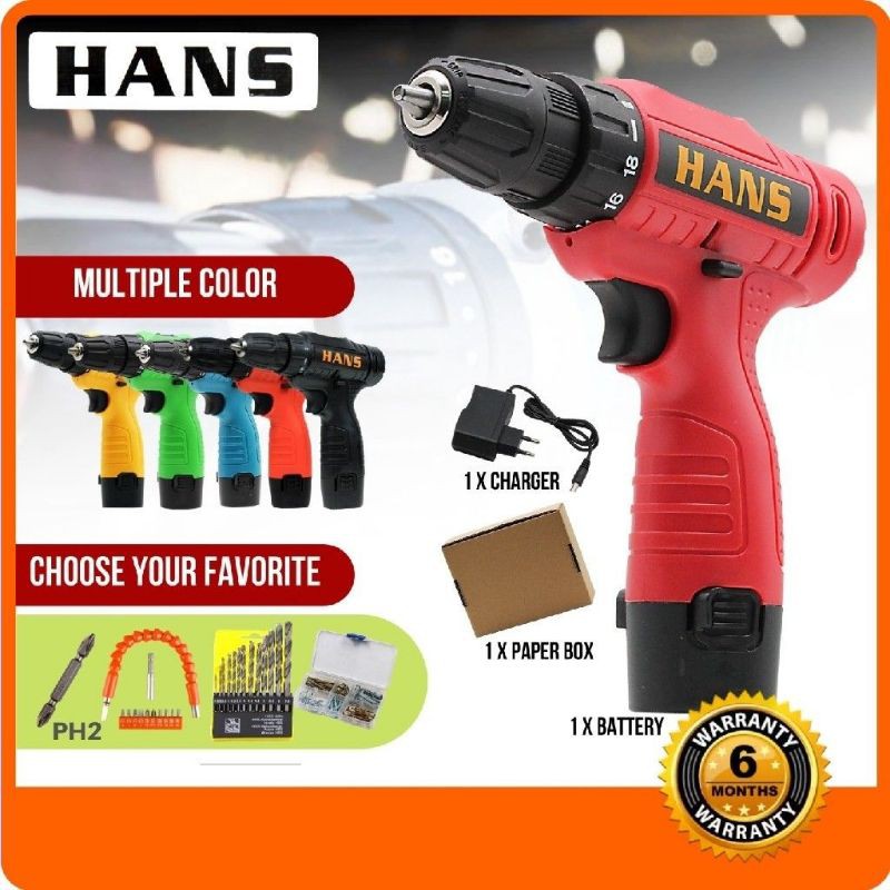 💢Best Tool💢 HANS 12V Cordless Drill Screwdriver With Battery Li-Ion ...